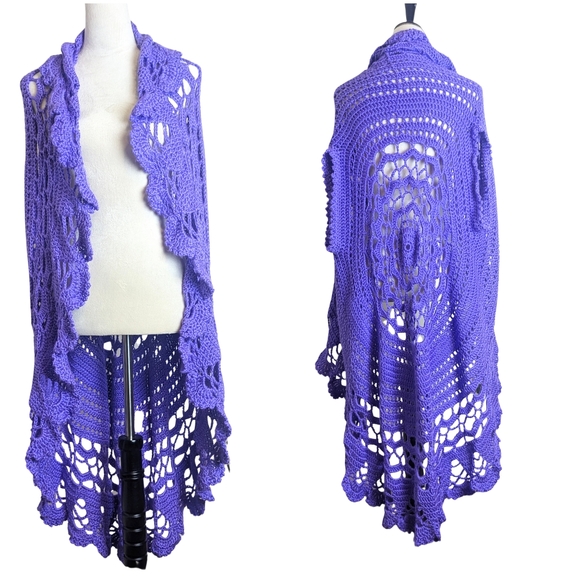 no brand | Sweaters | Boho Festival Maxi Open Knit Crochet Cardigan ...